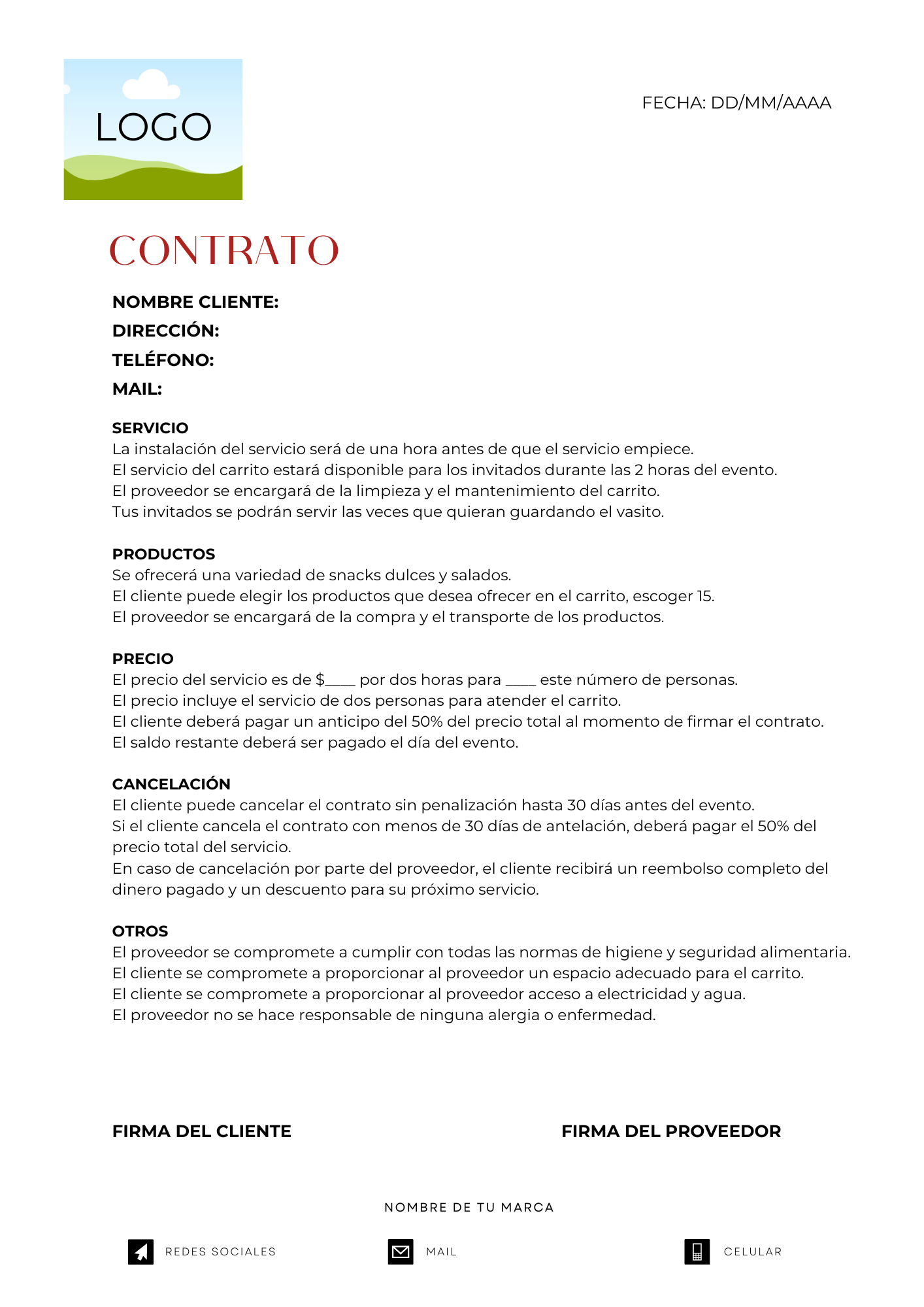 Contrato - Manduka Snack Bar & More